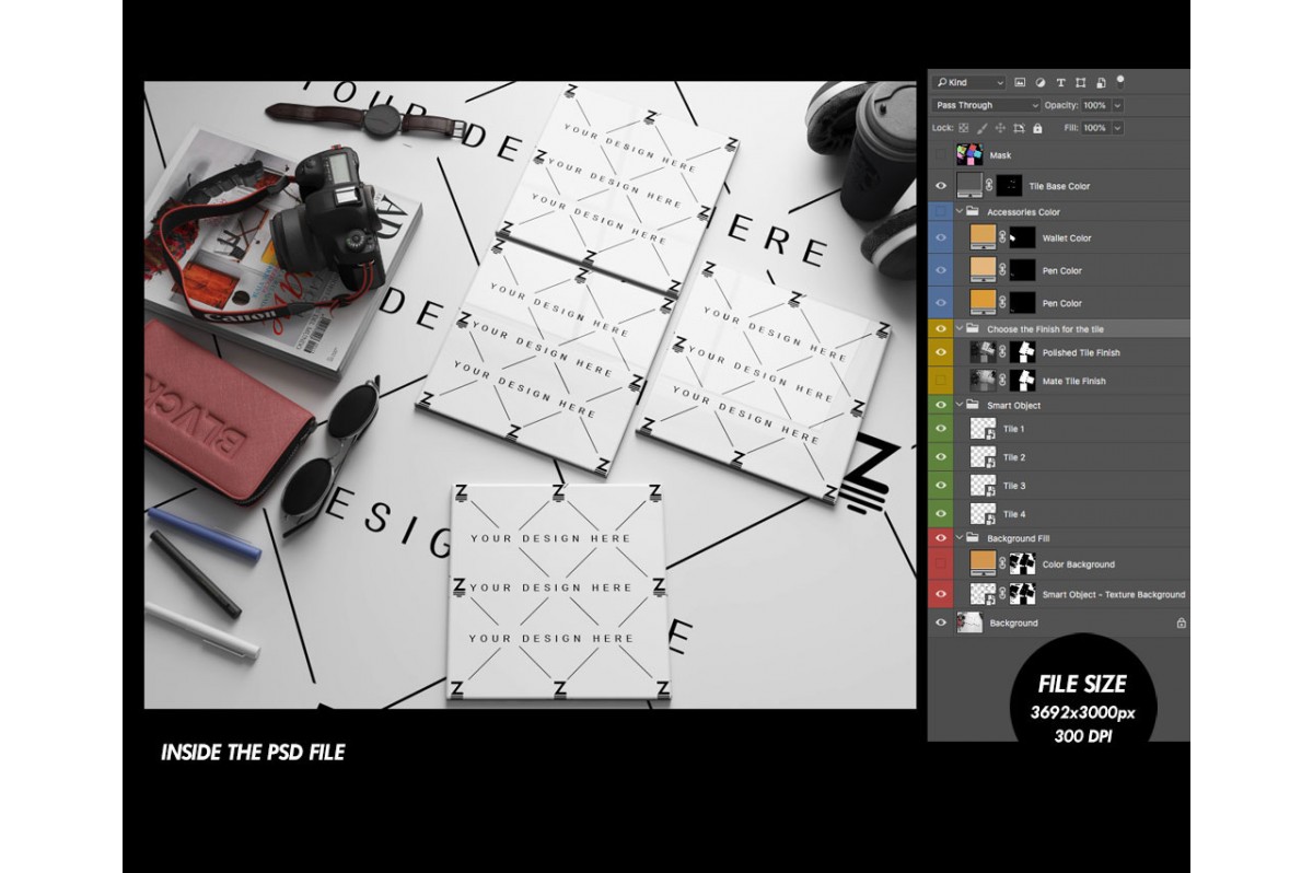 Square Ceramic Tile Mockup